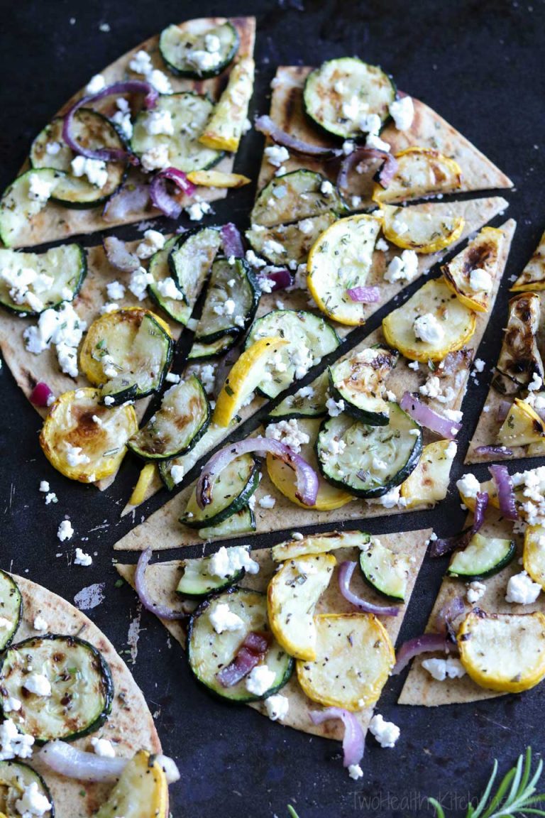 Grilled Zucchini Flatbread with Goat Cheese and Rosemary - Two Healthy ...