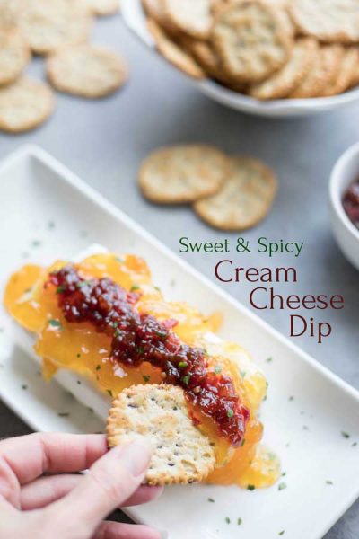 Sweet and Spicy Cream Cheese Dip - Two Healthy Kitchens
