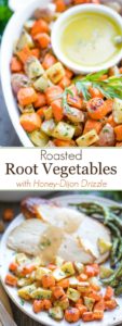Roasted Root Vegetables with Honey-Dijon Drizzle - Two Healthy Kitchens