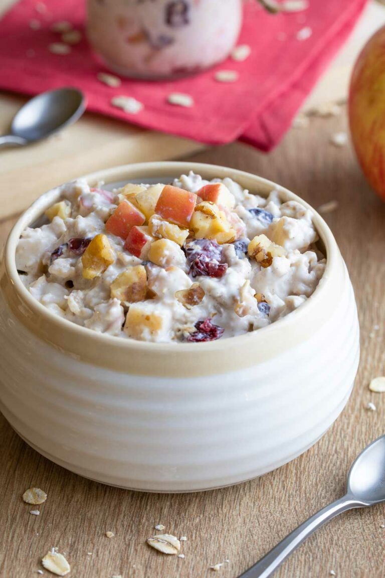 10-Minute, No-Cook Overnight Oats with Apples, Cranberries and Cinnamon