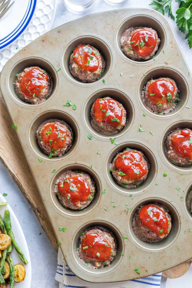 Meatloaf Muffins - Old Fashioned Mini Meatloaf Recipe | Two Healthy ...